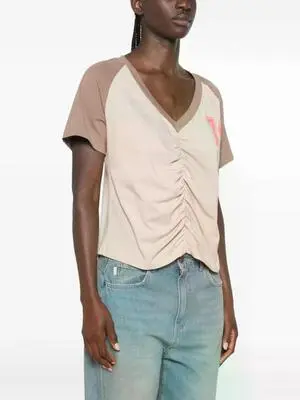 VICOLO Ruched Raglan-sleeve T-shirt
