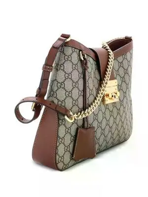 Gucci Padlock Chain Gg Coated Canvas Shoulder Bag