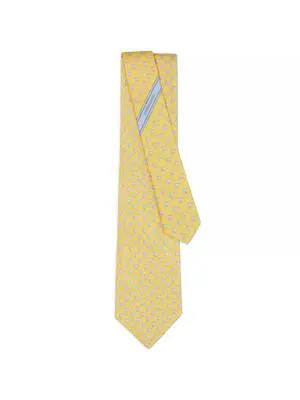 FERRAGAMO Silk Shark Print Neck Tie - Yellow