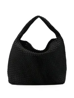MARREA Large Woven Shoulder Bag - Black