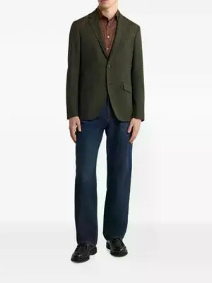 Etro Single-breasted Wool Jacket With Placed Print - Green