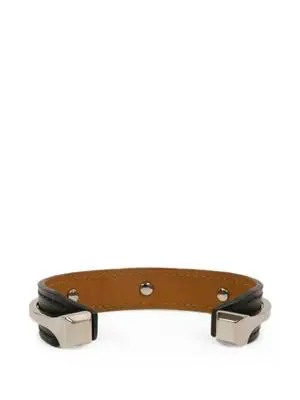 Hermès Leather Open Cuff Bracelet - Silver