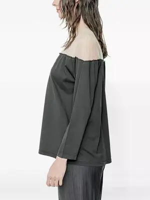 MAISON MARGIELA Logo Print Mesh Panel Blouse