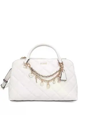 Guess Libby Quilted Charm-detail Tote Bag - Neutrals