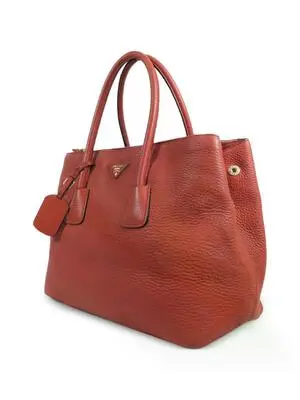 Prada Leather Tote Bag - Red