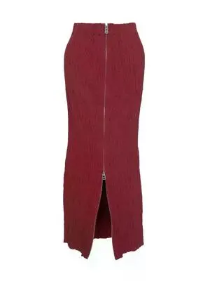 MULLER OF YOSHIOKUBO Crinkled Zip-front Midi Skirt - Red