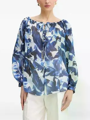 Guess Leaf Print Ruffled Blouse
