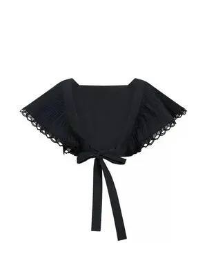 Alberta Ferretti Pleated Floral Appliqué Top - Black