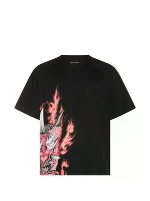 Y3 Graphic-print Raglan-sleeve T-shirt - Black