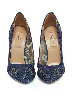Valentino Garavani Embellished Lace Pumps