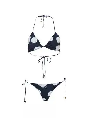 Jacquemus Triangle Polka-dot Bikini Set - Blue