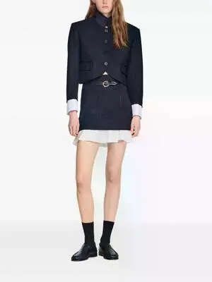 Sandro Pinstripe Ruffled Skirt - Black