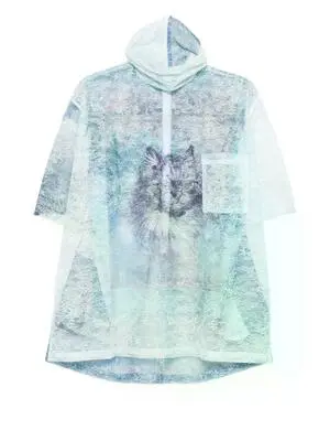 BARBARA BOLOGNA Cat Print Lace Detail Top