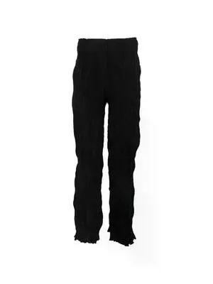 GONGDID DESIGN Crinkled Straight-leg Trousers - Black