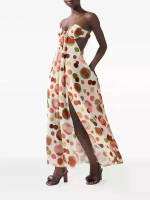 ADRIANA DEGREAS Strapless Slit Midi Dress