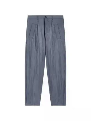 Giorgio Armani Crinkled-effect Pleated Trousers - Blue