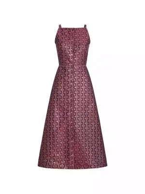 MARKARIAN Minette Floral-stripe A-line Midi Dress - Red