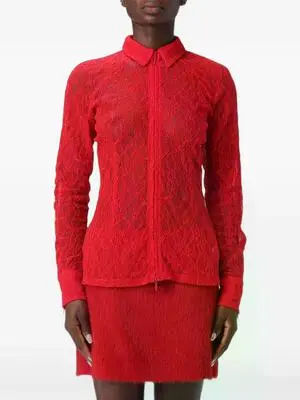 MSGM Lace Zip-up Shirt - Red