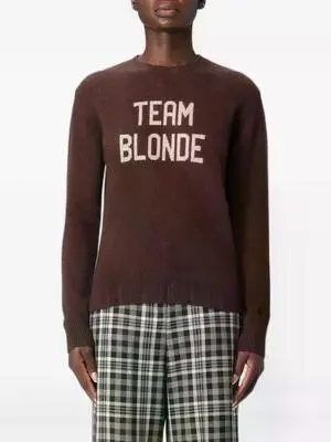 MC2 SAINT BARTH Queen" Slogan Intarsia Sweater - Brown