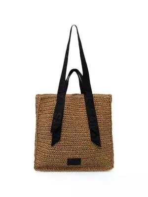 ALLSAINTS Woven Raffia Logo Tote Bag - Neutrals