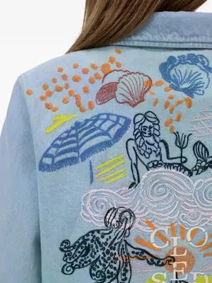 Closed Embroidered Motif Denim Shirt