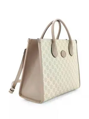 Gucci Interlocking G Tote Gg Coated Canvas And Leather Small Satchel