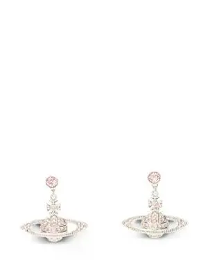 VIVIENNE WESTWOOD Tone Orb Motif Rhinestone Embellishment Drop Earrings - Silver