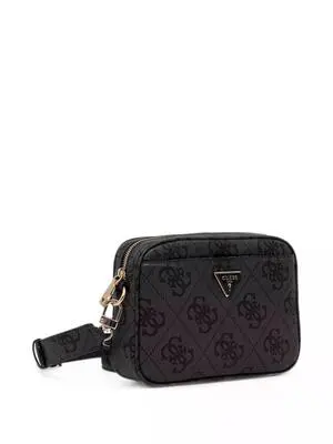 Guess Monogram Print Logo Plaque Shoulder Bag
