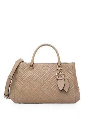 Guess Sally Quilted Logo-charm Tote Bag - Neutrals