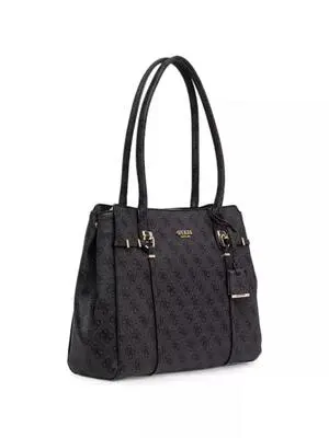 Guess Leona Logo-monogrammed Faux-leather Tote Bag - Black