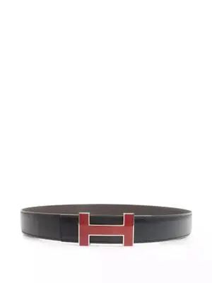 Hermès H Buckle Leather Belt - Black