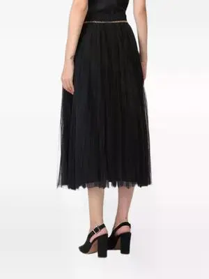 Elisabetta Franchi Pleated Tulle Midi Skirt - Black