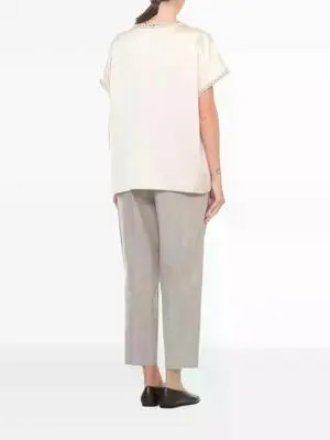 D.exterior Crochet-trim Satin T-shirt