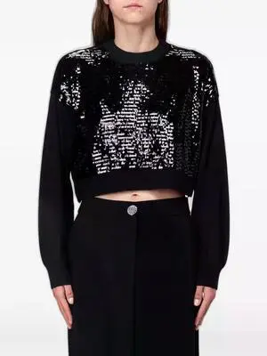Emporio Armani Sequin-embellished Crew Neck Sweater