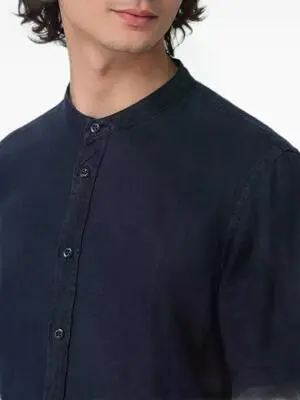 BLAUER. Linen Mandarin-collar Shirt