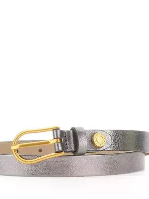 GIANNI CHIARINI Metallic Logo Buckle Leather Belt