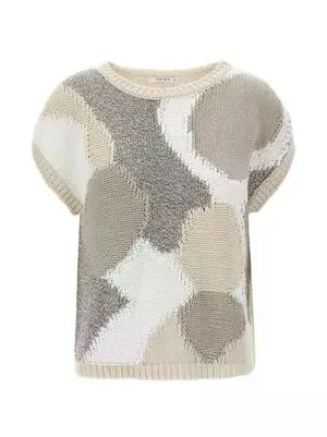 KANGRA Sequin Embellished Patchwork Sweater - Neutrals