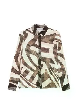 ZANETTI Abstract Print Long Sleeve Shirt - Neutrals