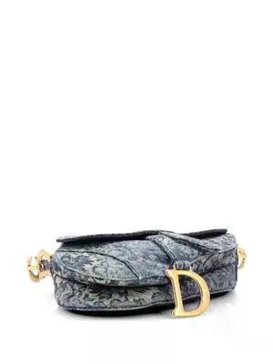 Dior Saddle Handbag In Printed Denim