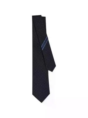 FERRAGAMO Gancini Silk Jacquard Neck Tie - Blue