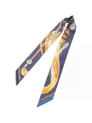 Hermès 2020s Cavalcades Twilly Scarf - Blue