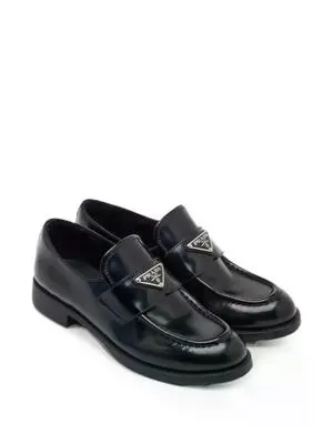 Prada Leather Loafers With Rubber Sole