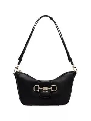 Guess Janie Horsebit Logo-plaque Shoulder Bag - Black