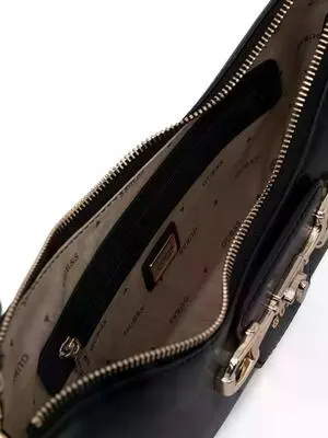 Guess Janie Horsebit Logo-plaque Shoulder Bag - Black
