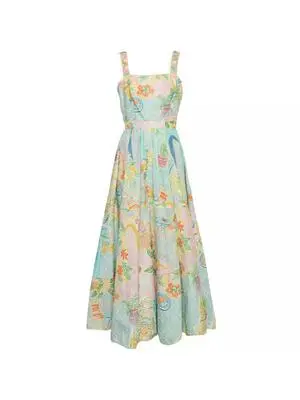 ELISSA STUDIO Lemon Print Midi Dress - Blue