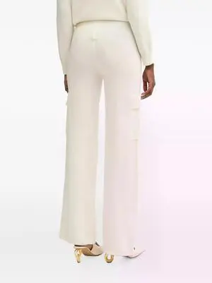 ERMANNO FIRENZE Cream White Floral Embroidered Wide Leg Cargo Pants