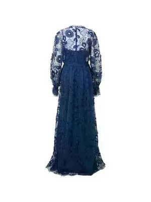 Alberta Ferretti Embroidered Long Sleeve Maxi Dress