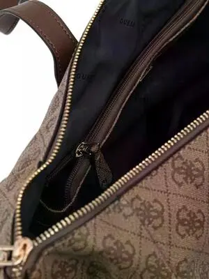 Guess Monogram Print Logo Plaque Tote Bag