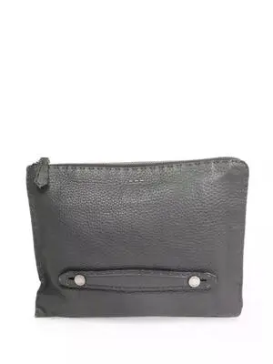 Fendi Selleria Leather Clutch Bag - Grey