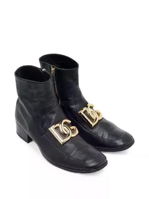 Dolce & Gabbana Dg Logo Leather Ankle Boots